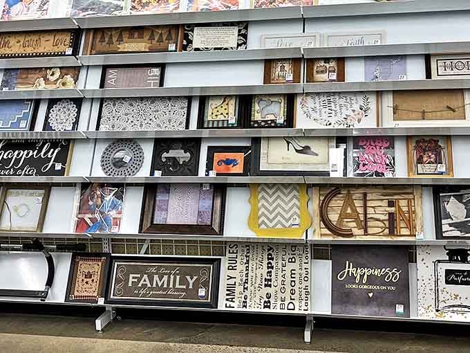 Wall art that spans from "Live Laugh Love" to avant-garde abstracts. Find the perfect conversation piece or something to hide that living room wall crack.