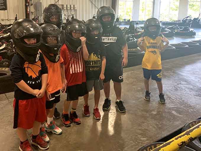 Future racing legends suit up together, proving that friendship and competition make the perfect lap partners.