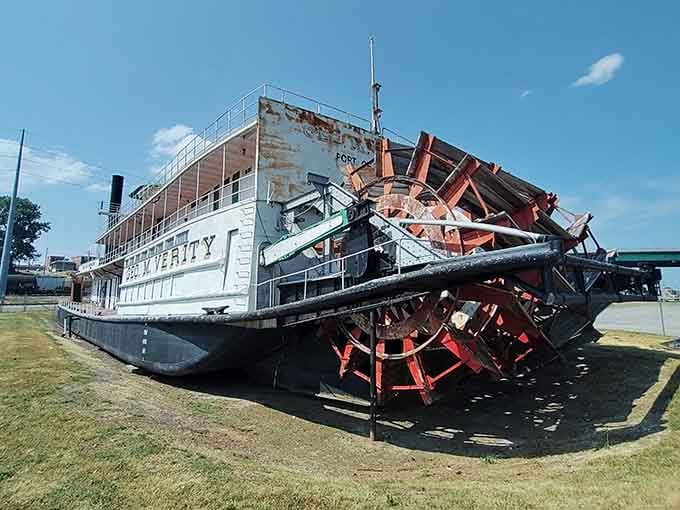 The George M. Verity isn't just a retired paddlewheel towboat—it's a time machine to when the Mississippi was America's greatest highway of commerce and adventure.