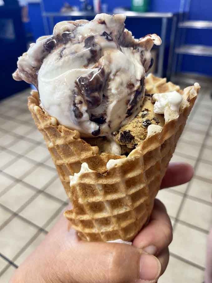 That generous scoop of ice cream in a waffle cone is the perfect way to cap off your meal.