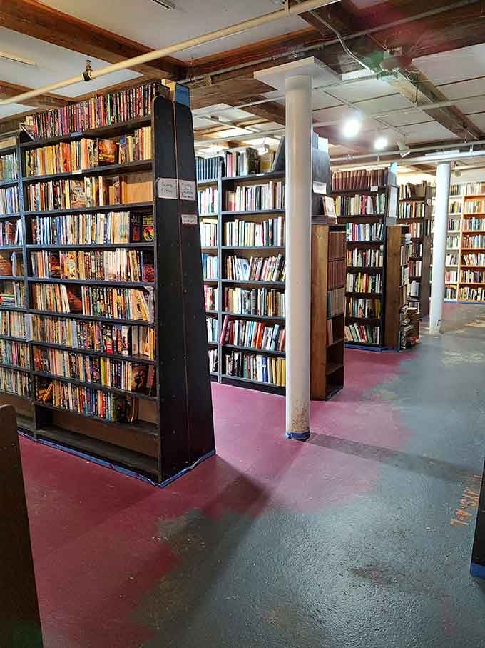 The fiction section stretches endlessly, offering everything from beach reads to Pulitzer Prize winners at unbeatable prices.