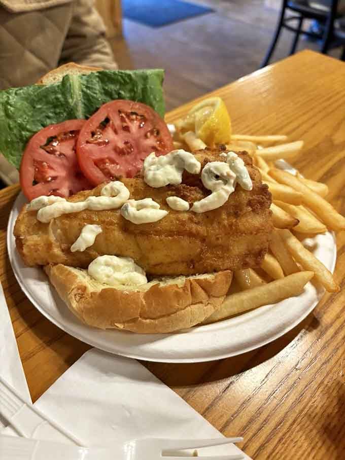 Fried haddock sandwich: where crispy, flaky, and heavenly meet in a harmonious seafood symphony.