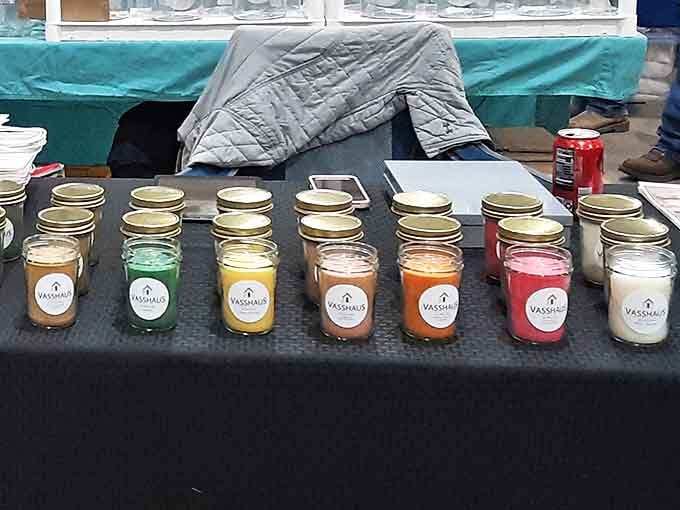 A rainbow of handcrafted candles promising to transform your living room from "just got back from work" to "five-star spa retreat" with the strike of a match.