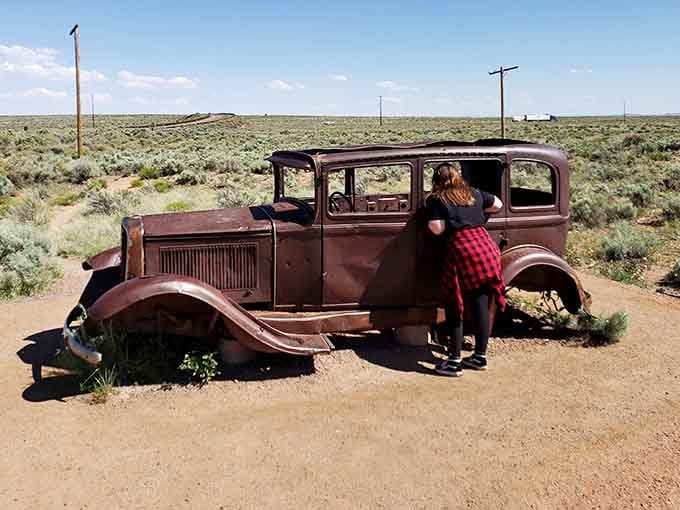 A vintage car that's been here so long it's practically become part of the archaeological record itself.