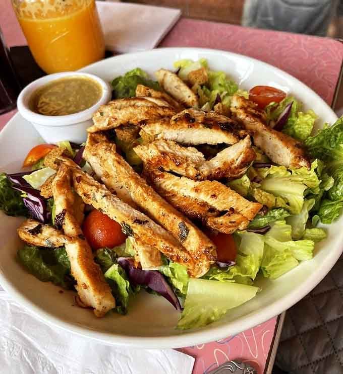 Grilled chicken salad that's fresh, generous, and completely unapologetic about being healthy.