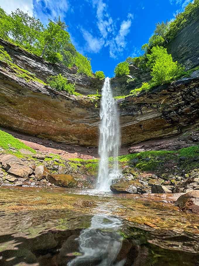 Mist in the air, sunshine on the cliffs, and the rush of Kaaterskill Falls cascading down in all its glory. Nature showing off in the Catskills.