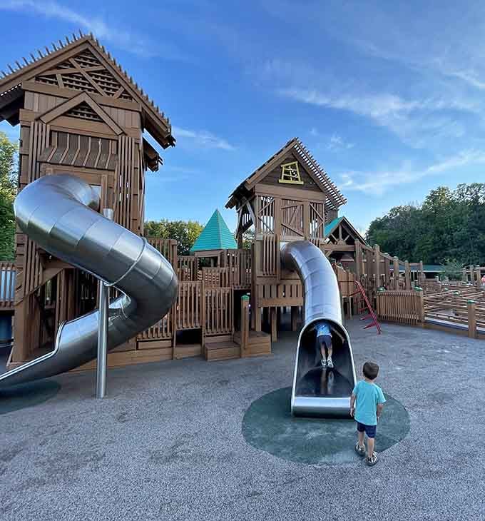 Multiple towers with gleaming slides mean no waiting in endless lines while your patience slowly evaporates into nothing.