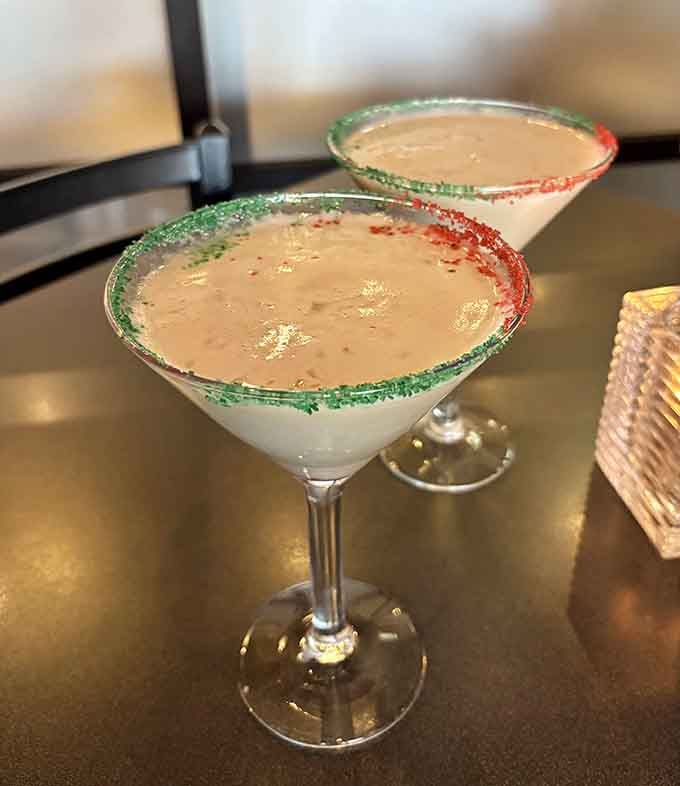 Festive martinis with sugar-rimmed glasses that make any meal feel like a proper celebration worth toasting.