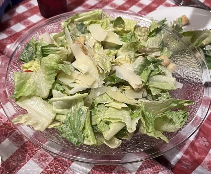 A Caesar salad so classic, Julius himself would approve of every crisp, garlicky, perfectly dressed bite here.