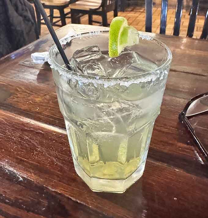 A properly salted margarita rim is like the perfect frame for a masterpiece. This glass contains vacation vibes, even if you're just playing hooky from Tuesday.