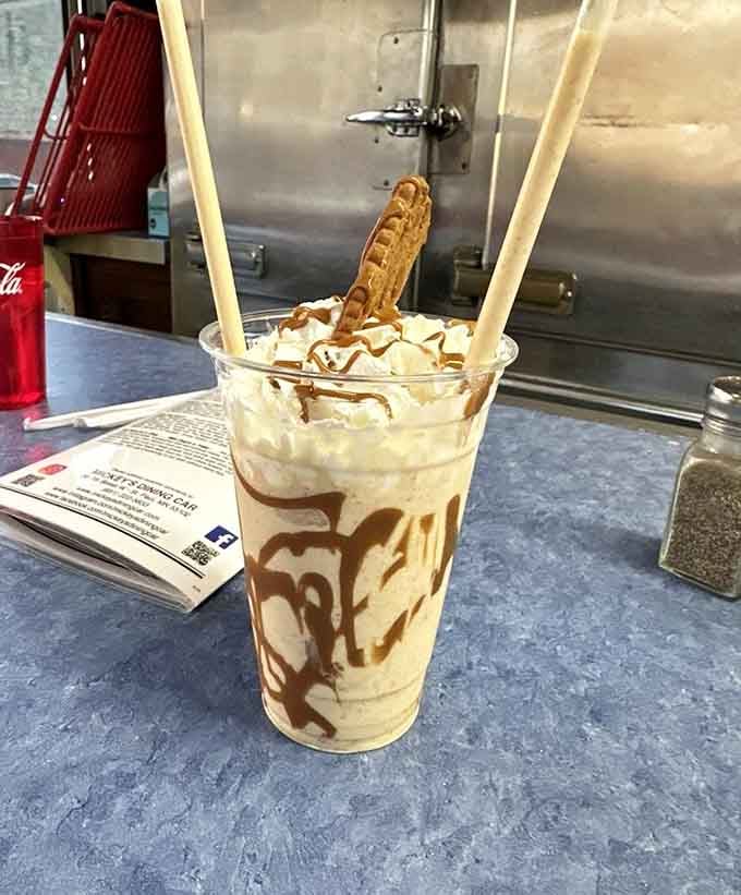 That Biscoff shake is basically dessert pretending to be a beverage, and we're not complaining one bit.