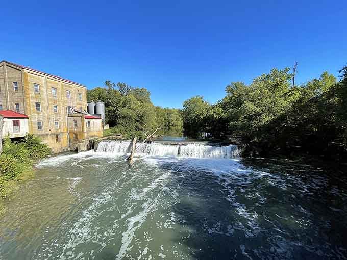 Weisenberger Mills has been grinding grain since before your great-grandparents were born, and that waterfall isn't hurting the view either.
