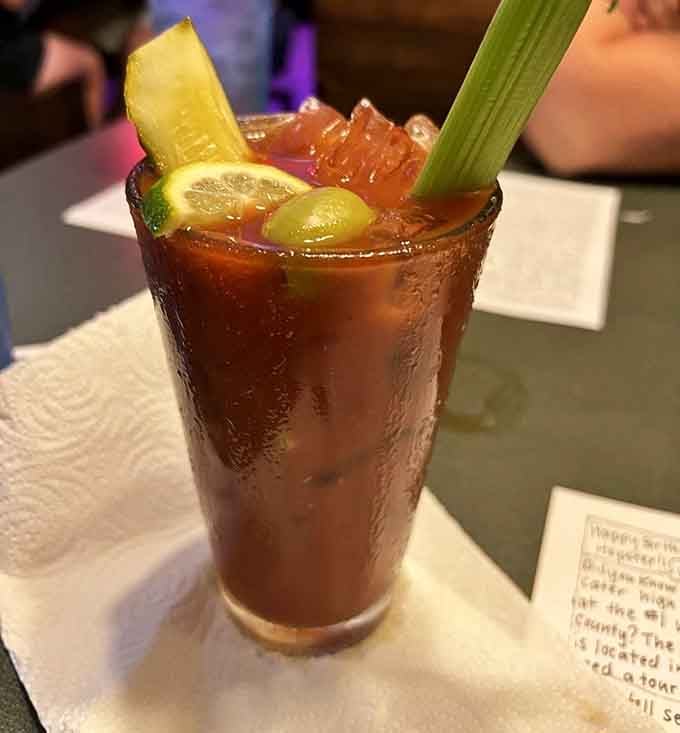This Bloody Mary comes dressed for brunch with all the fixings a proper cocktail deserves.