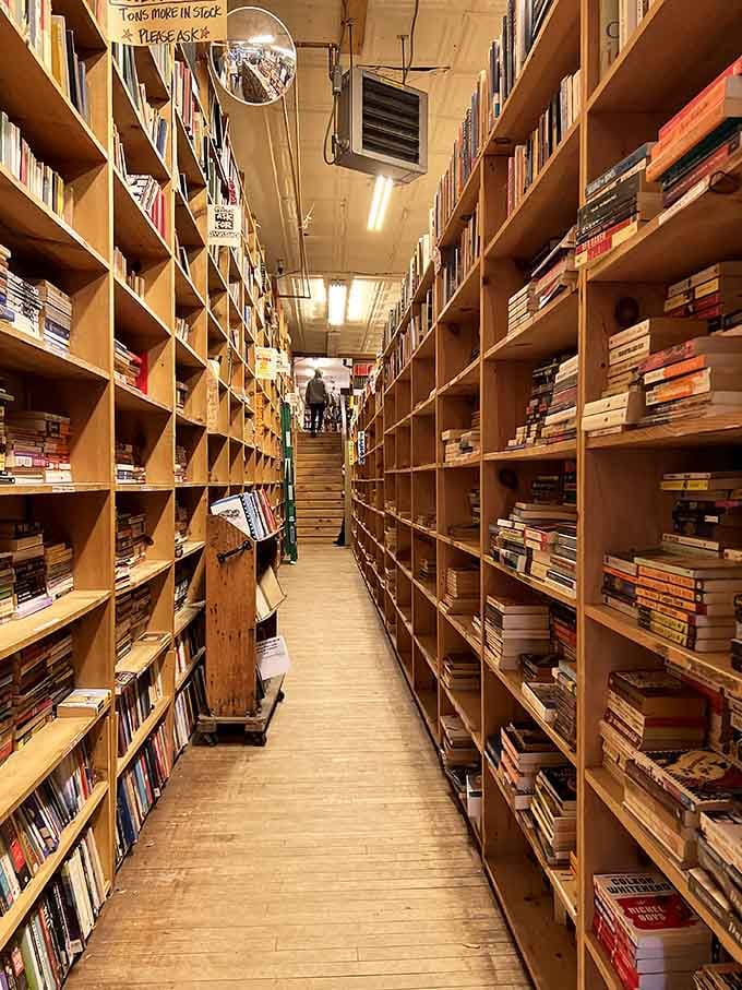 These corridors of books go on forever, making you wonder if you'll emerge hours later having forgotten what year it is.