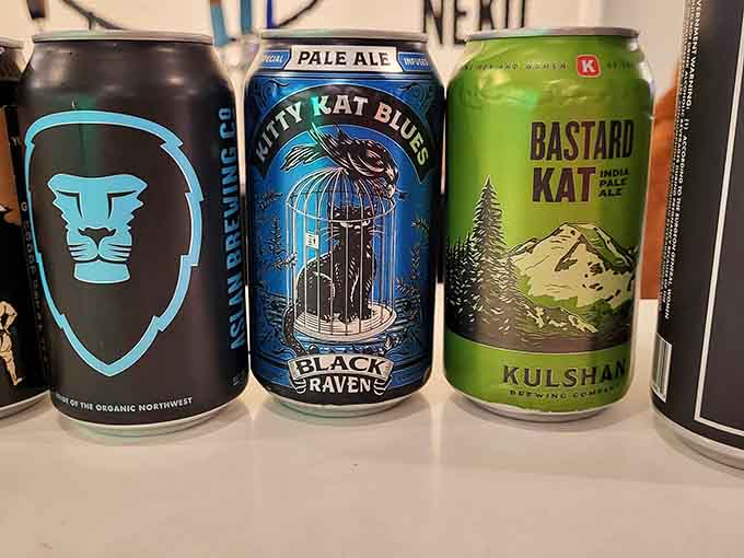 Local craft beers with cat-themed names, because Bellingham understands that adults need their beverages too, feline-style.