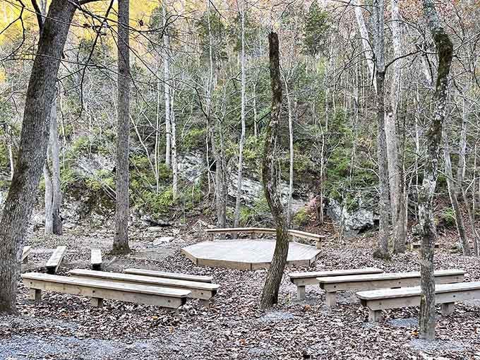 The amphitheater seating offers front-row views to nature's greatest architectural achievement, no ticket scalpers required.