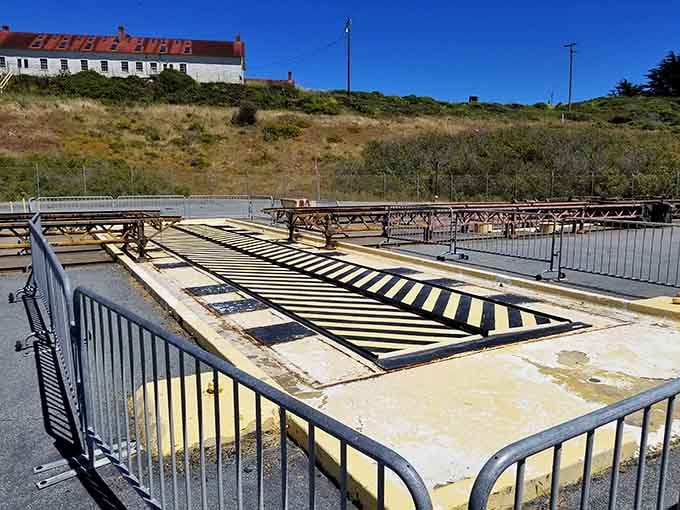 The launch elevator rails once carried multi-ton missiles from underground storage to firing position in mere minutes.