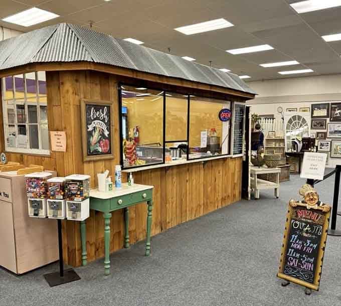 Even antique malls need snack breaks, because treasure hunting works up a serious appetite.