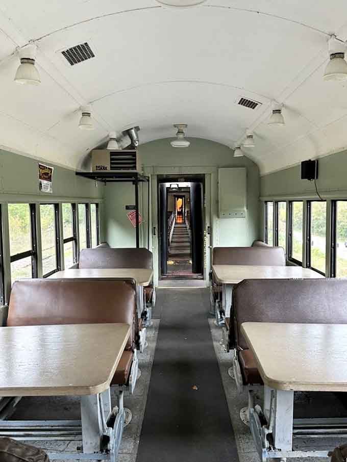 These restored passenger car interiors feature original seating where countless travelers once watched America roll past their windows decades ago.
