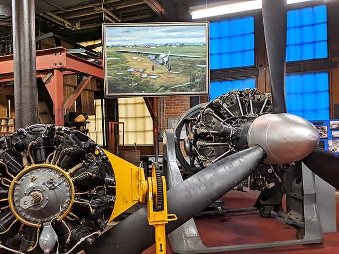 Aircraft engines on display remind you that Paterson didn't just make things, it made things fly.