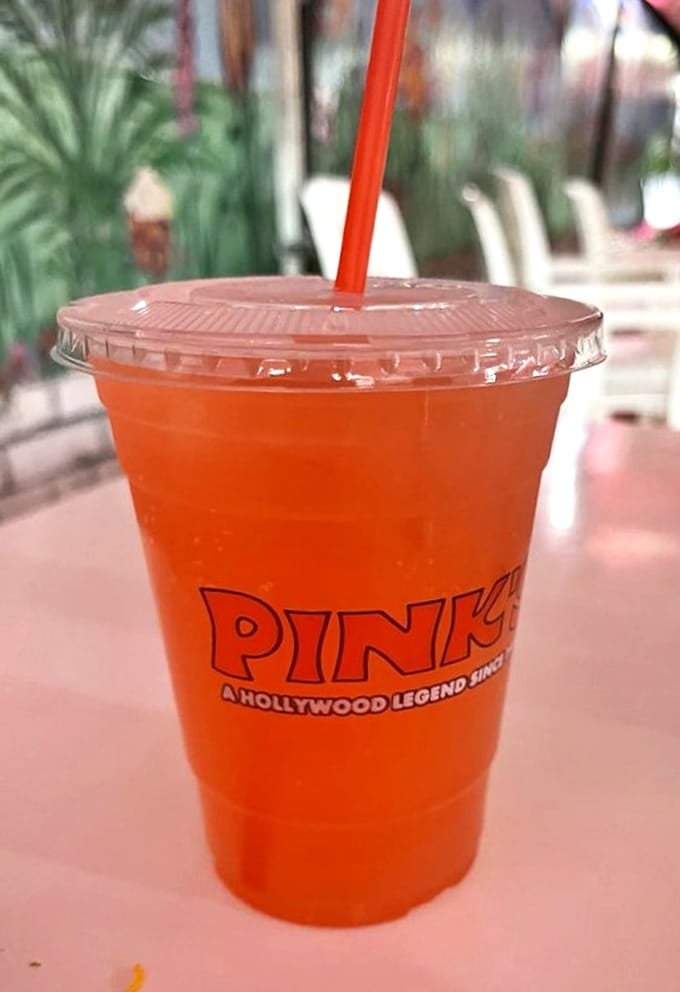 The lemonade arrives in a cup that proudly declares this place a Hollywood legend, and nobody's arguing.