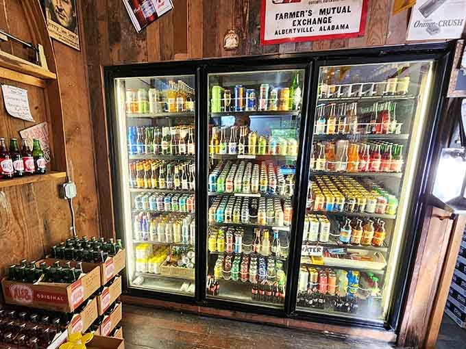 A beverage selection that spans generations, from craft sodas to classics your grandparents remember buying for nickels.
