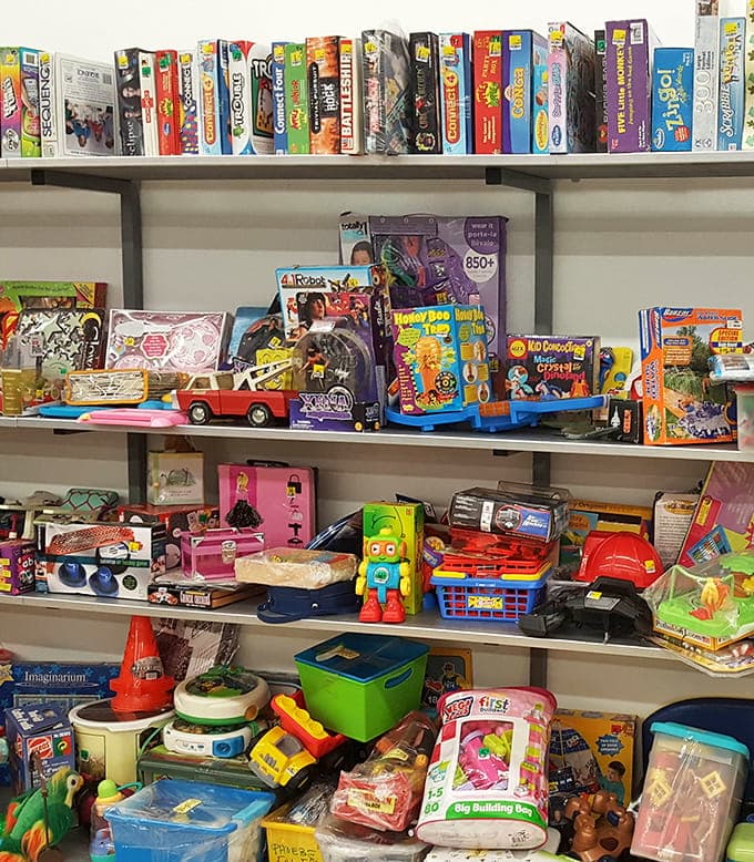 Board games and random toys create a nostalgic jumble that'll have you remembering Saturday mornings from decades past.