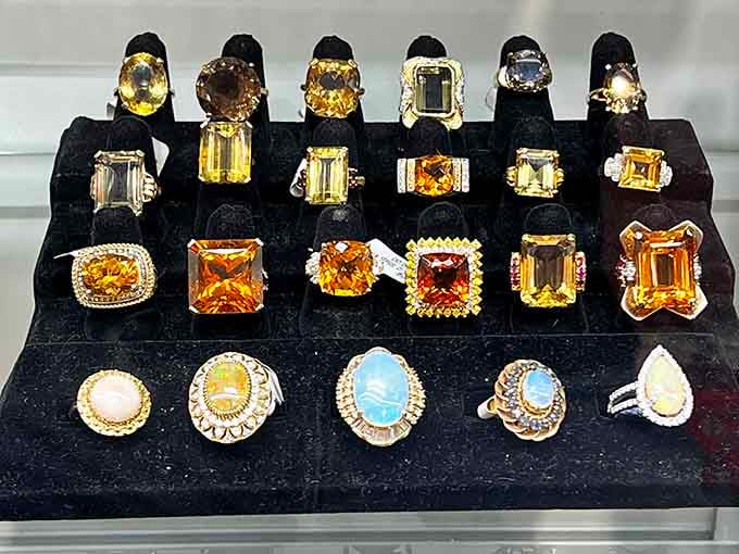 Jewelry that makes modern bling look positively understated. Those amber stones probably remember when dinosaurs were the only tourists in Alaska.