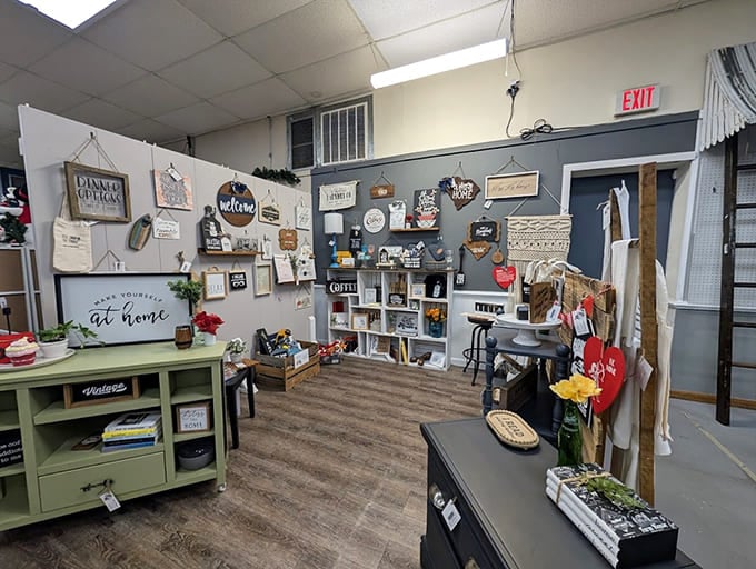 Farmhouse chic meets practical charm in this cozy corner where every sign tells you to relax.