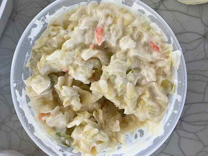 Classic coleslaw providing that cool, creamy counterpoint to all that smoky richness&mdash;balance is everything, folks.