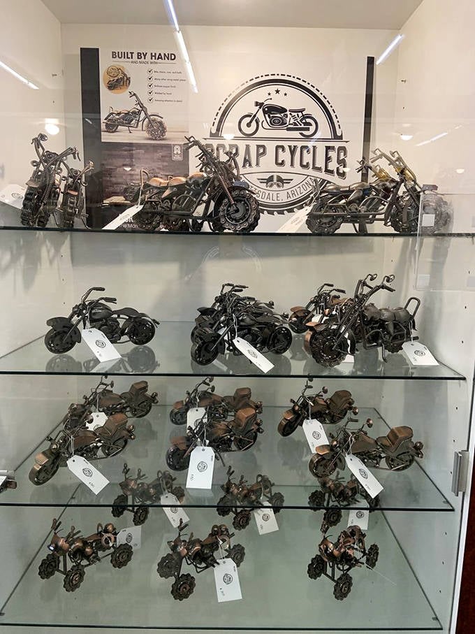 These miniature motorcycles weren't built for the open road, but they'll certainly drive conversations when displayed on your shelf.