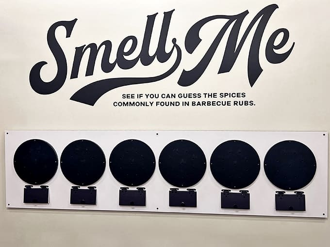 The "Smell Me" station transforms spice identification into an olfactory treasure hunt. Six chances to test whether your nose knows its paprika from its cumin.