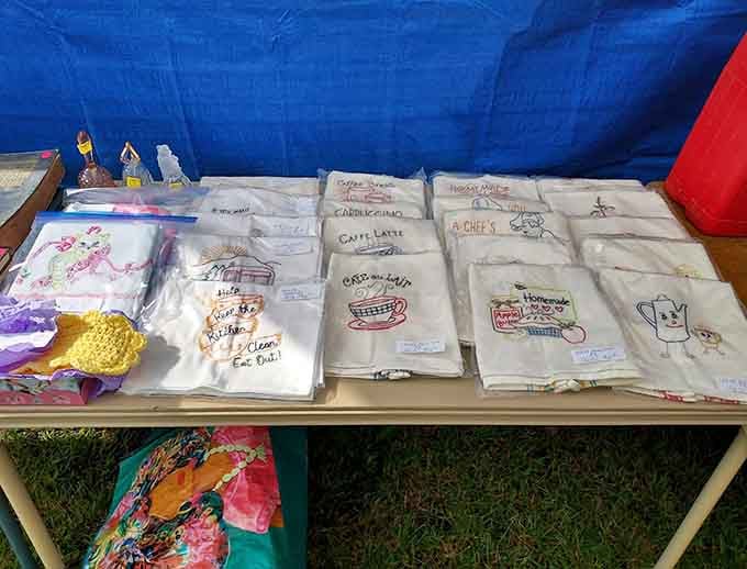 Embroidered tea towels remind us when kitchen linens had personality and weren't afraid to show a little character.