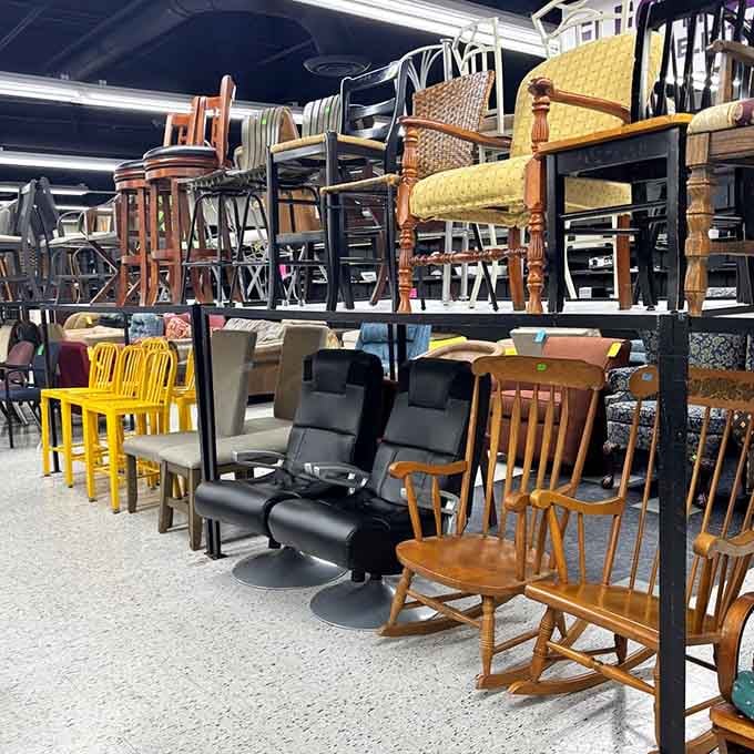 From rockers to office chairs, it's musical chairs for adults who actually want to sit down.