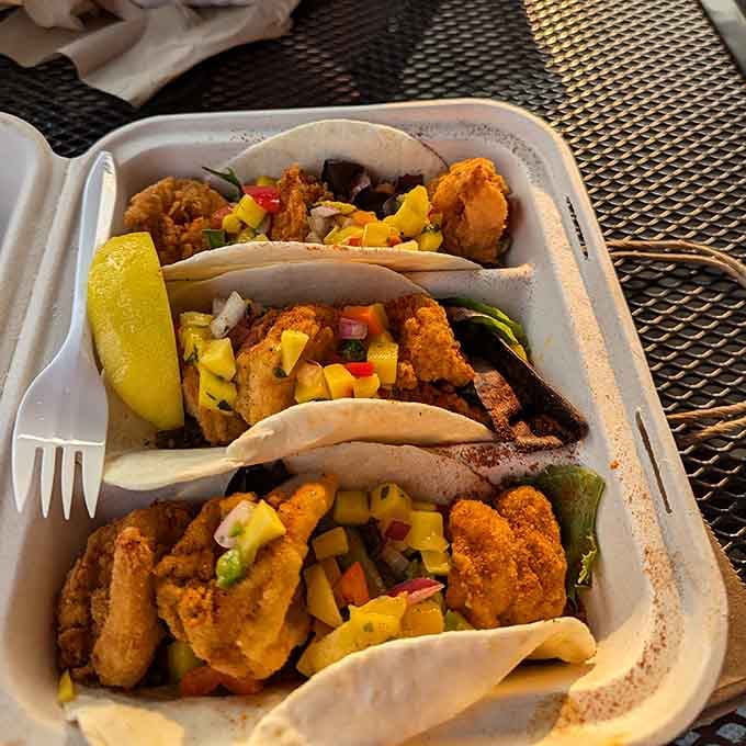 Fish tacos that bring coastal vibes to every bite, proving landlubbers can have tropical dreams too, right here in Connecticut.