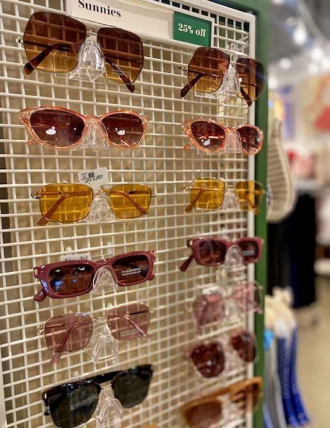 Sunglasses displays offer protection from both UV rays and the shock of how much you're actually saving.