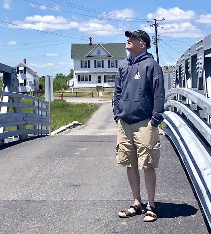 Standing on a bridge to nowhere special, which somehow feels like standing somewhere incredibly important and peaceful.