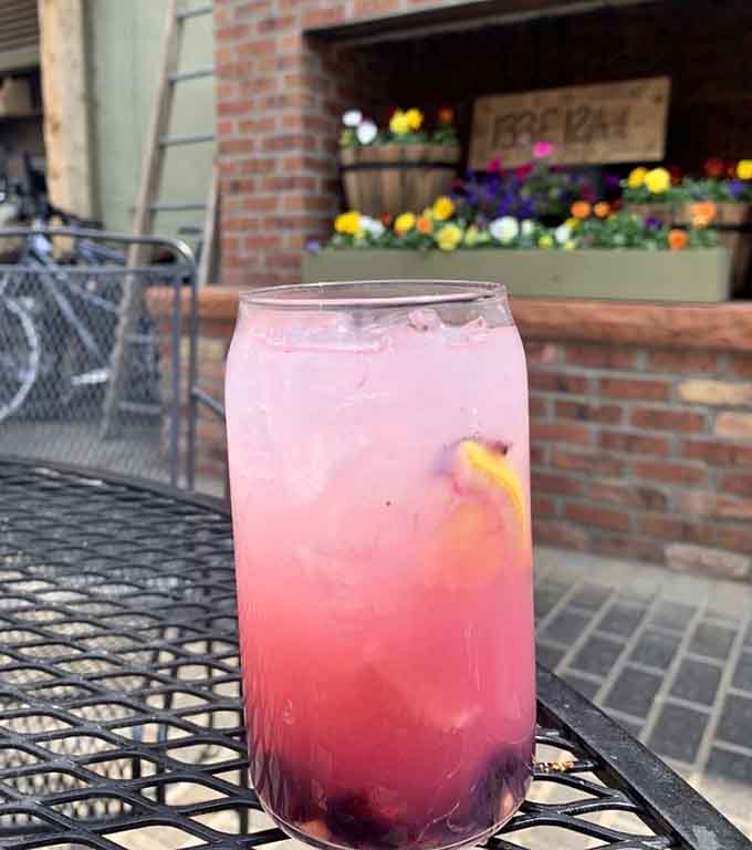 Huckleberry lemonade on the patio captures summer in a glass, refreshing and perfectly balanced for mountain afternoons.