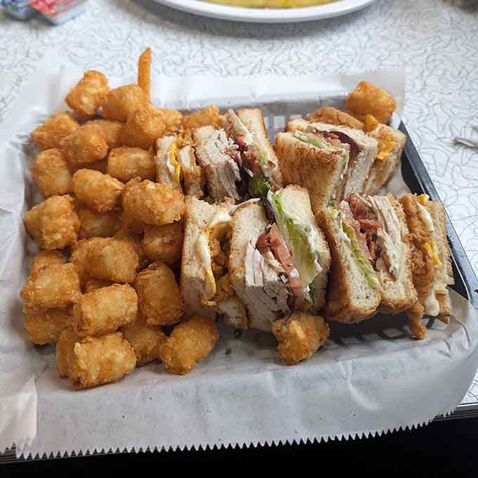 This club sandwich is stacked higher than your expectations and somehow manages to exceed them anyway.