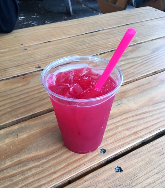 Bright pink lemonade that's as refreshing as it looks, perfect for washing down all that waffle goodness.