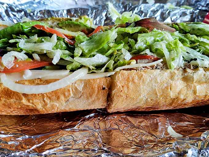 Even the veggie sub gets the royal treatment here, loaded with crisp lettuce and fresh toppings that actually taste like something.