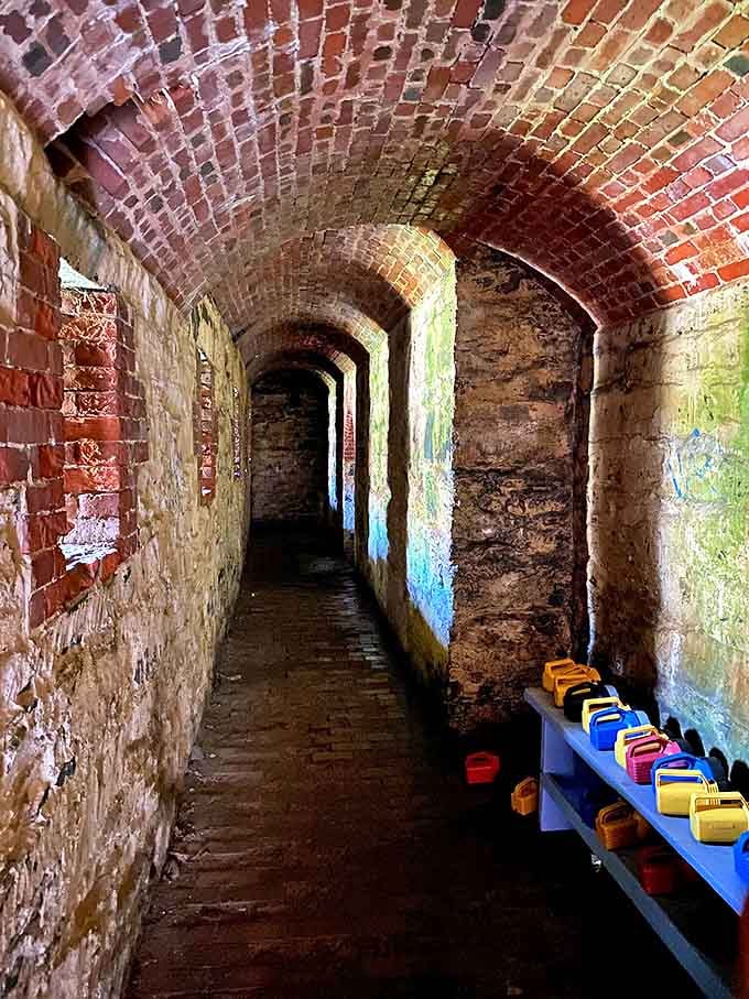 The tunnels beneath Fort Adams feel like a military-designed catacomb system. Cool in summer, eerie year-round, and absolutely fascinating for history buffs.