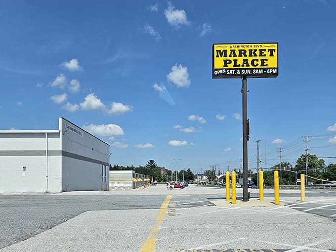 That towering sign stands like a beacon for bargain hunters navigating the streets of Elkridge on Saturday mornings.