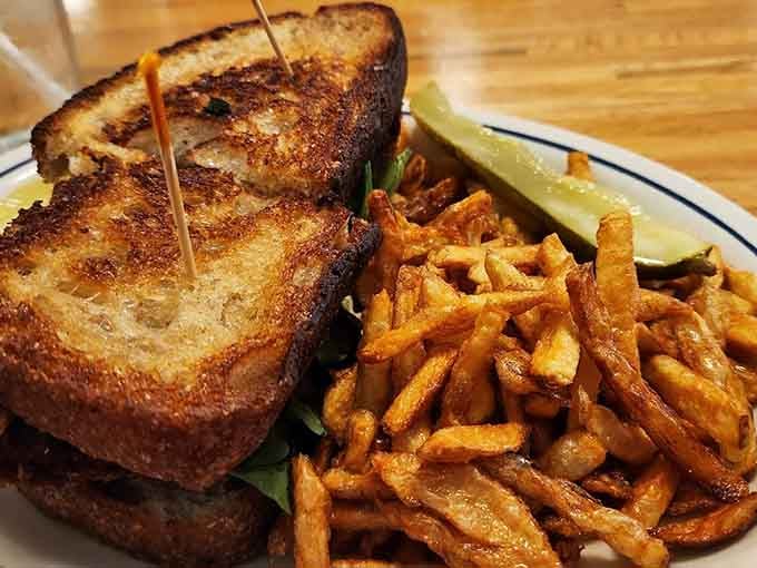 Grilled cheese on Texas toast with a side of fries is pure comfort on a plate.