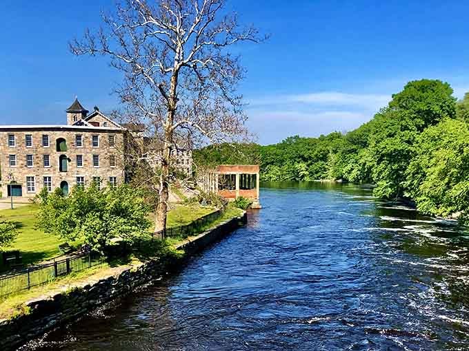 Heritage River Park showcases old mill buildings beside flowing water, where industry and nature learned to coexist peacefully.