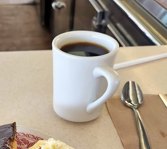Hot coffee in a classic diner mug: the universal symbol that everything's going to be just fine today.