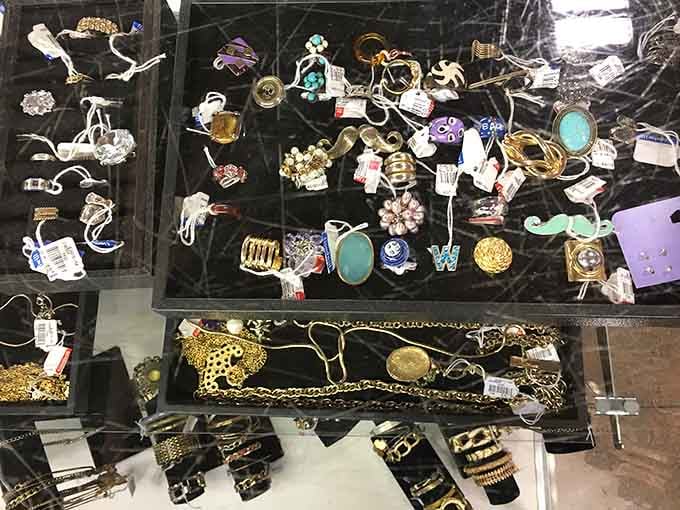 Jewelry cases sparkling with vintage accessories that add character no mass-produced mall piece could ever match perfectly.