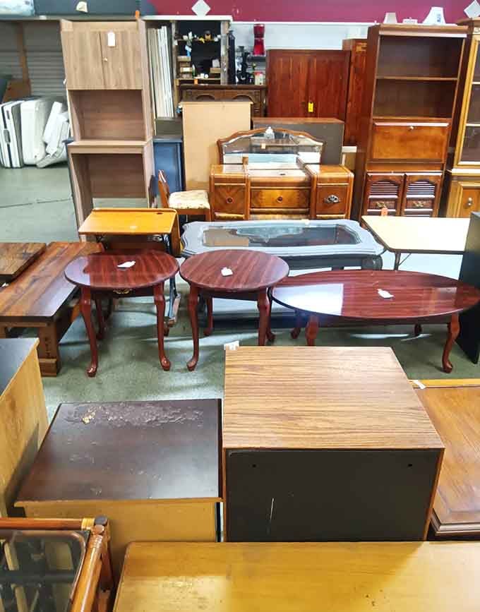 Furniture heaven! That Queen Anne coffee table might have served tea to someone's grandmother before finding its way here.
