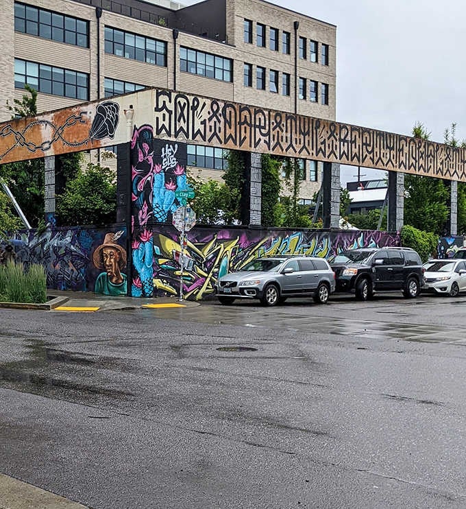 The striking entrance arch, adorned with intricate designs, serves as a portal between ordinary life and the extraordinary world of vintage finds.