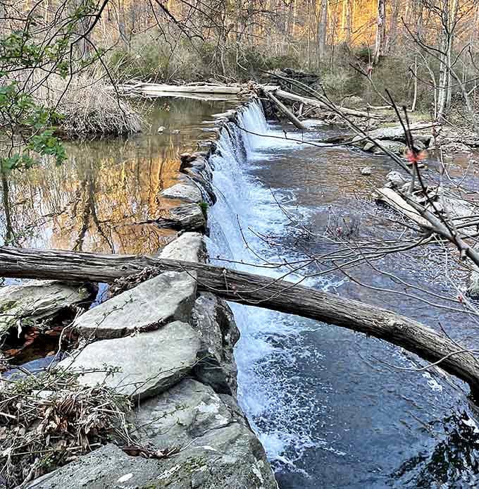 Nature's staircase &ndash; this small dam creates a peaceful cascade that sounds better than any meditation app on your phone.